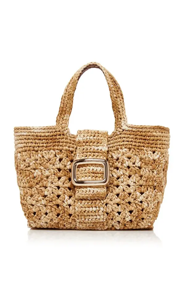 ROGER VIVIER Grand Vivier Choc Raffia Crochet Tote - Neutral