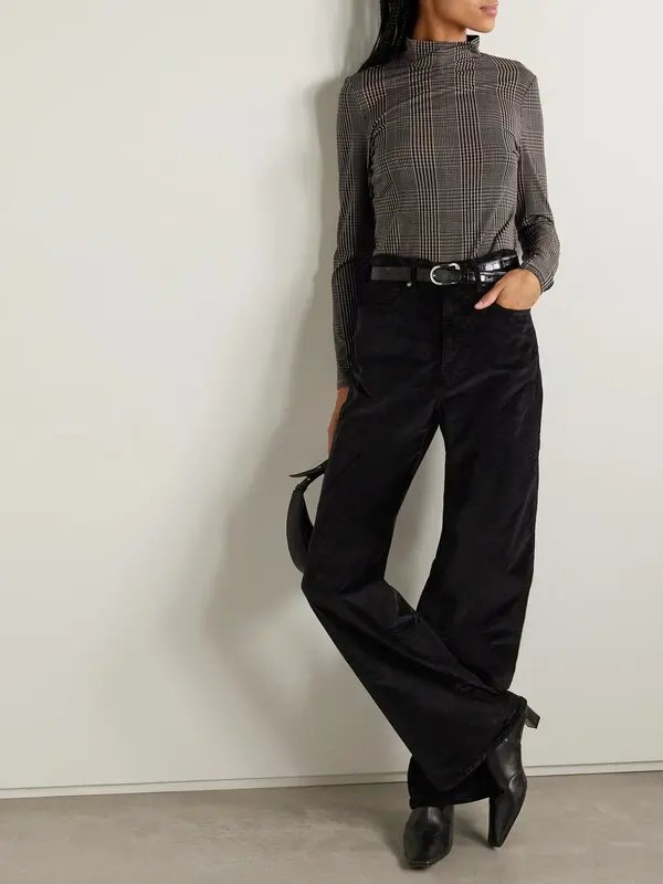 Veronica Beard Nate Prince Of Wales Stretch-lyocell Top - Brown