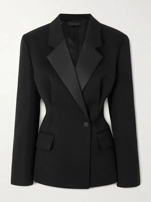 LANVIN Double-breasted Satin-trimmed Wool Blazer