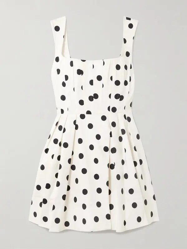 Rebecca Vallance Maisie Pleated Polka-dot Mini Dress - White