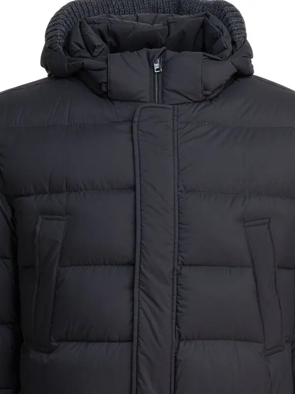 Herno Long Down Jacket With Hood - Grey