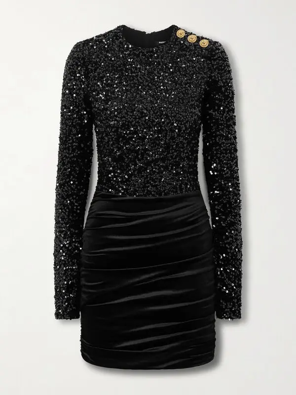 Balmain Sequined Velvet Mini Dress