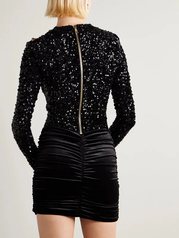 Balmain Sequined Velvet Mini Dress