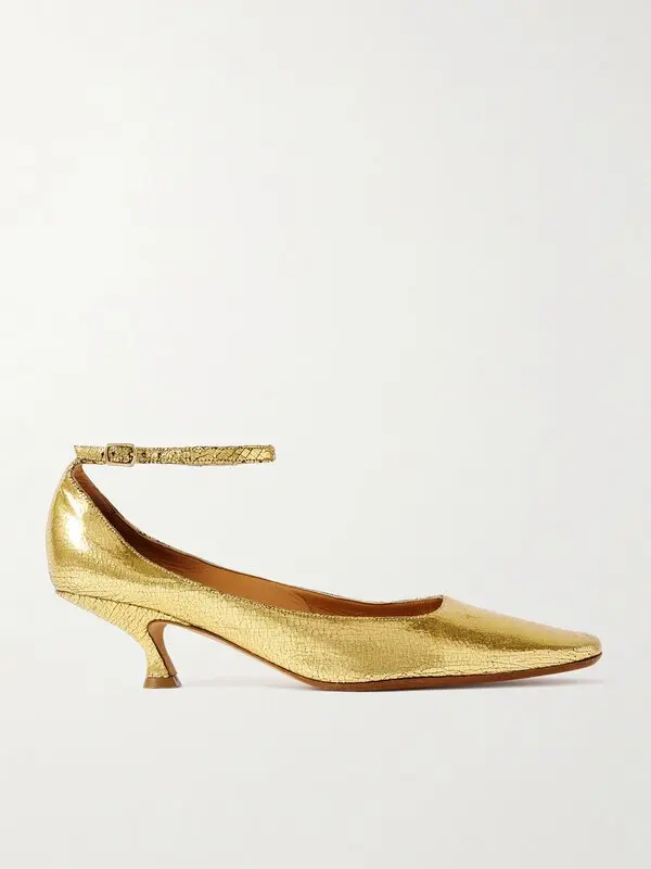 Calvin Klein Anna Metallic Cracked-leather Pumps