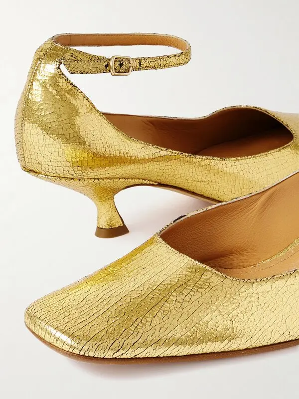 Calvin Klein Anna Metallic Cracked-leather Pumps