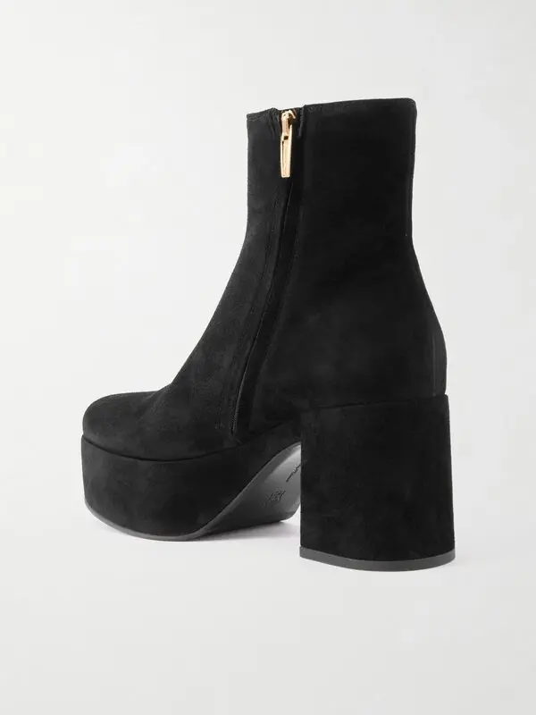 GIANVITO ROSSI Sally 75 Suede Ankle Boots - Black