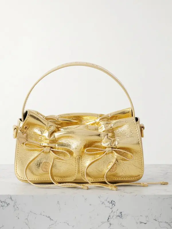 Acne Studios Micro Metallic Crinkled-leather Tote