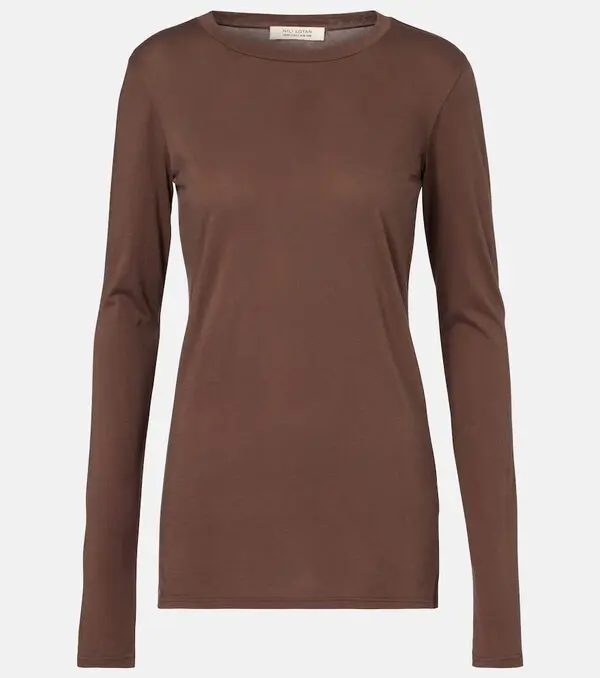 NILI LOTAN Susana Cotton Jersey T-shirt - Brown