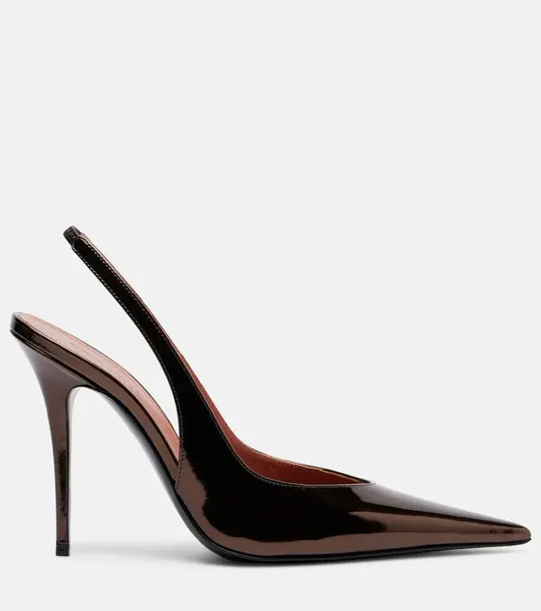 Amina Muaddi Anok 105 Mirrored Leather Slingback Pumps