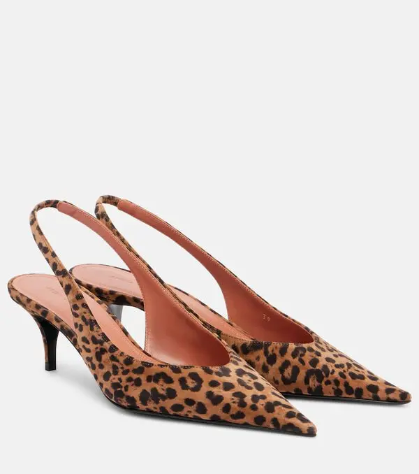 Amina Muaddi Anok 55 Leopard-print Slingback Pumps - Multicoloured