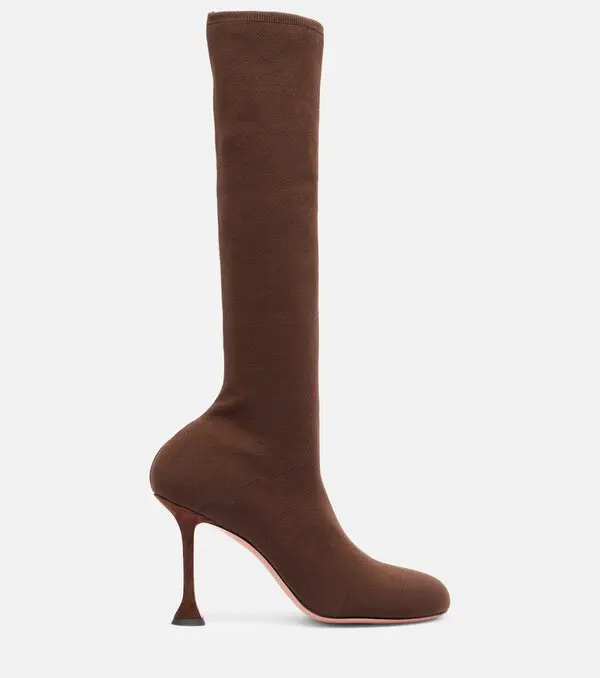 Amina Muaddi Veneda 95 Sock Boots - Brown