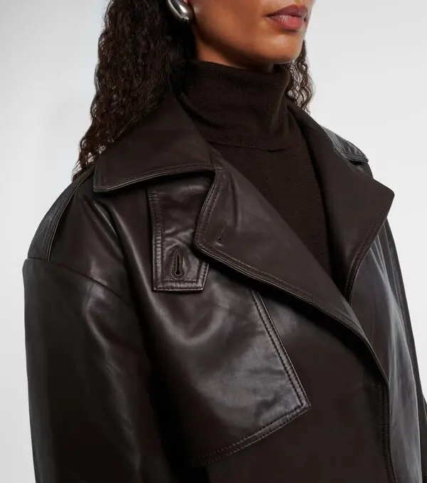ROTATE BY BIRGER CHRISTENSEN Belted Leather Biker Jacket