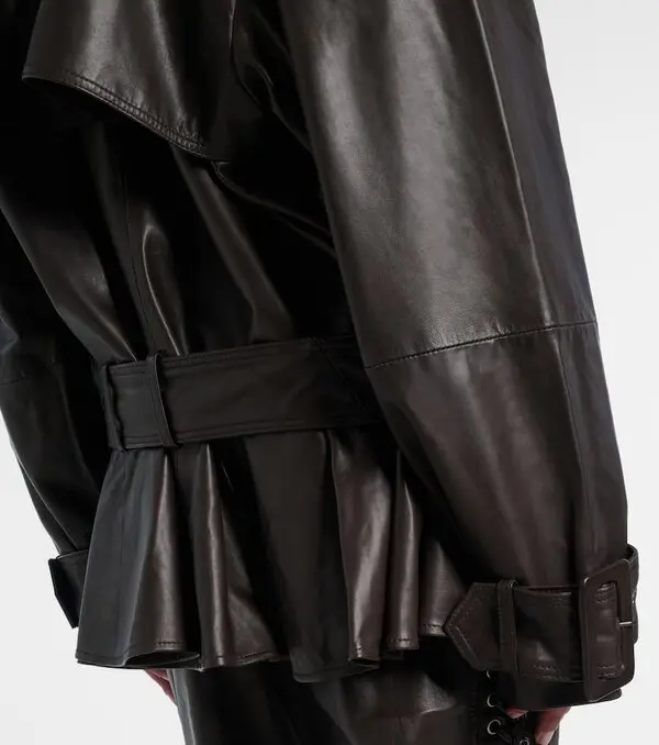 ROTATE BY BIRGER CHRISTENSEN Belted Leather Biker Jacket