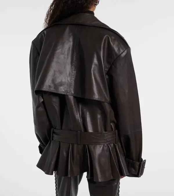 ROTATE BY BIRGER CHRISTENSEN Belted Leather Biker Jacket