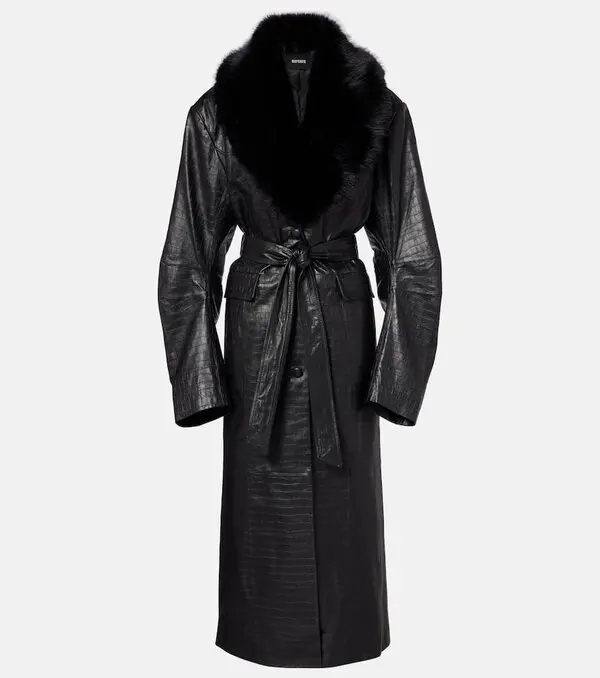 Remain Birger Christensen Croc-effect Leather Coat