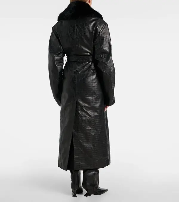 Remain Birger Christensen Croc-effect Leather Coat