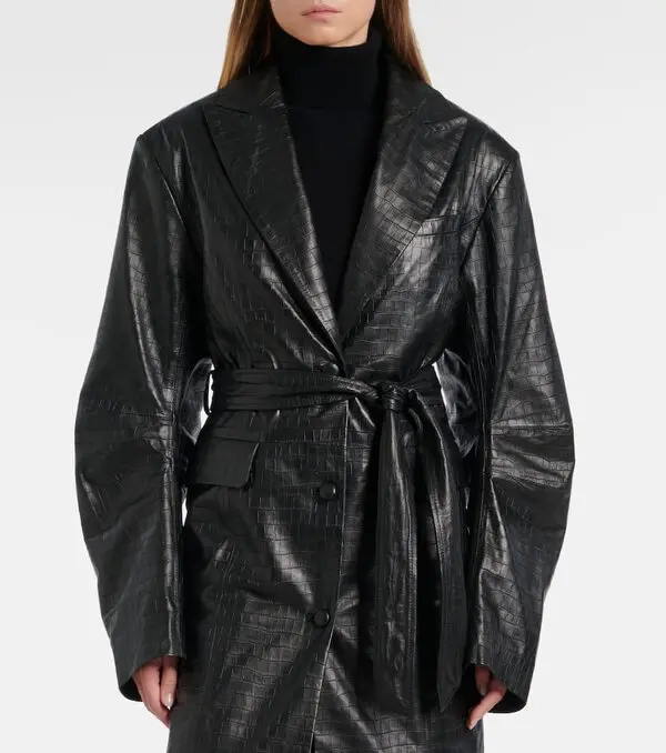 Remain Birger Christensen Croc-effect Leather Coat