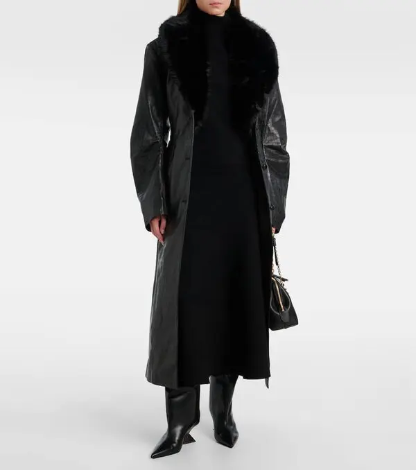 Remain Birger Christensen Croc-effect Leather Coat