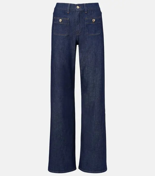 7 For All Mankind Lotta Tailorless Mid-rise Wide-leg Jeans - Blue