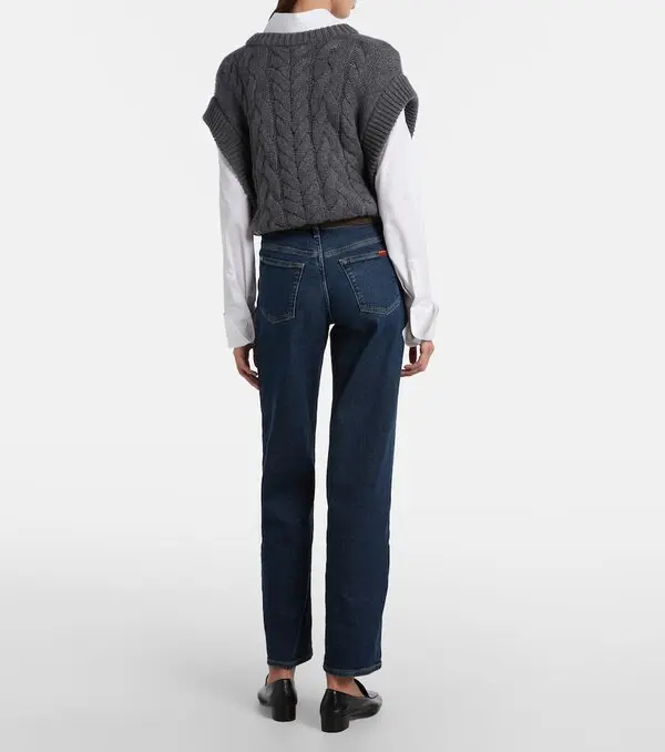 7 For All Mankind Stovepipe Straight Mid-rise Straight Jeans - Blue