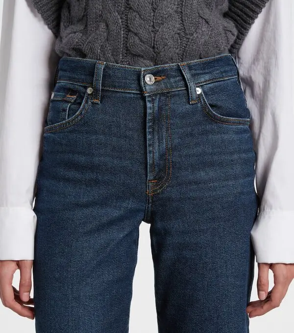 7 For All Mankind Stovepipe Straight Mid-rise Straight Jeans - Blue