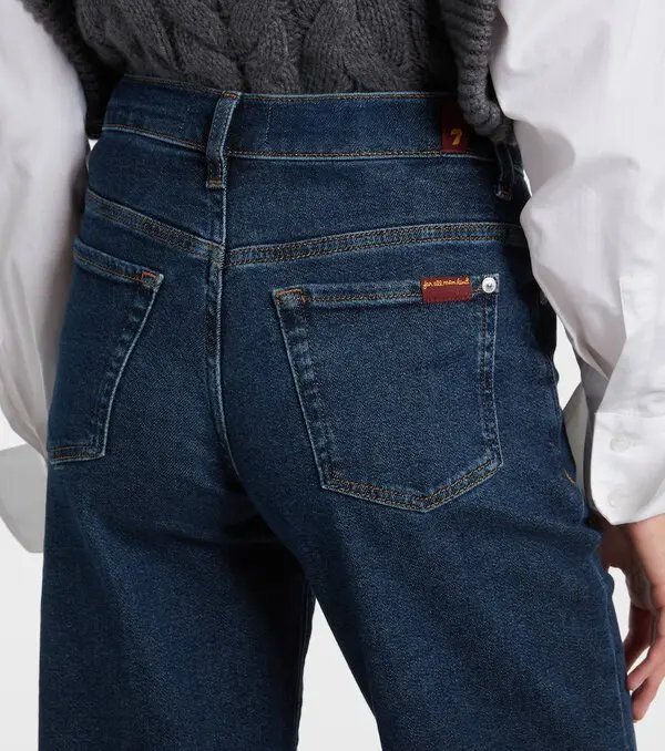 7 For All Mankind Stovepipe Straight Mid-rise Straight Jeans - Blue