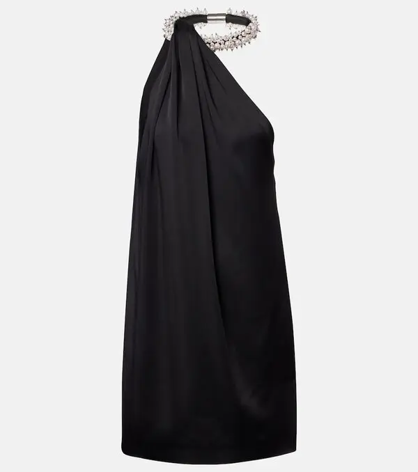 Stella McCartney Embellished Satin Minidress - Black