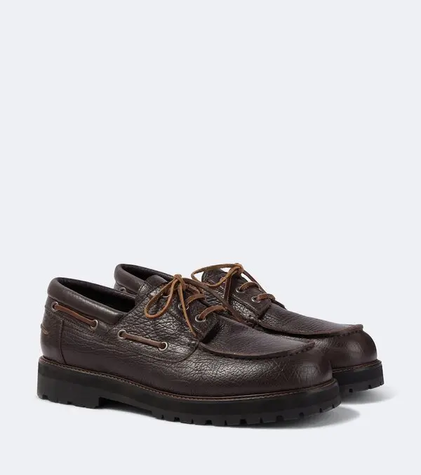 Studio Nicholson Guston Leather Boat Shoes - Brown