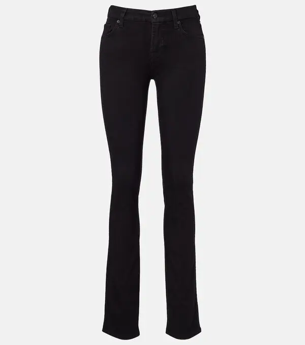 7 For All Mankind Kimmie Straight Mid-rise Slim Jeans - Black