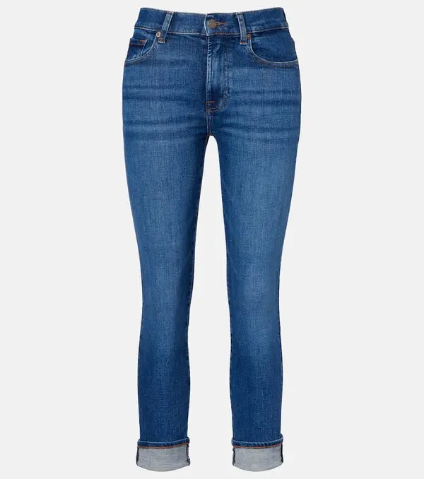 7 For All Mankind Kimmie Straight Mid-rise Slim Jeans - Blue