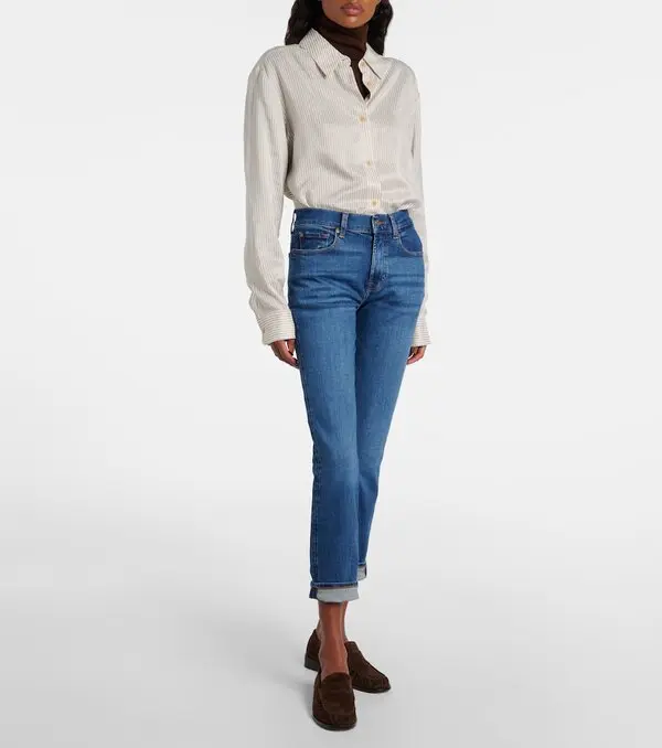 7 For All Mankind Kimmie Straight Mid-rise Slim Jeans - Blue