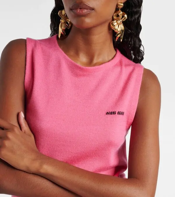Miu Miu Logo Cashmere And Silk Top