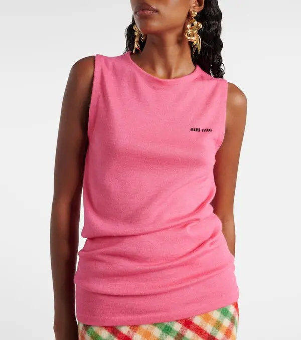 Miu Miu Logo Cashmere And Silk Top