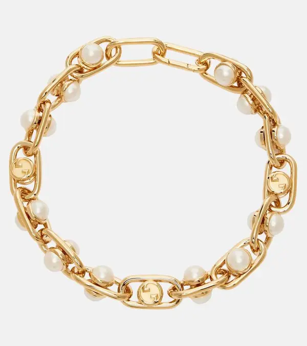 Gucci Interlocking G Embellished Necklace - Gold