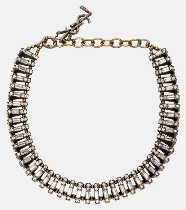 Saint Laurent Pyramid Crystal-embellished Chain Necklace - Gold
