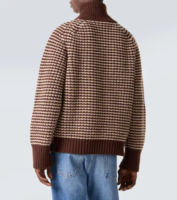 Studio Nicholson Virgin Wool Quarter Zip Sweater - Brown
