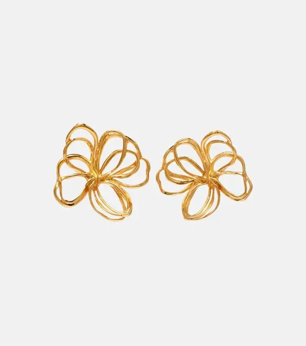 Oscar De La Renta Threaded Flower Earrings - Gold