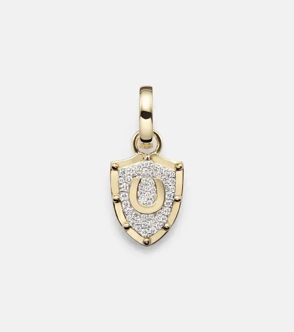 FOUNDRAE Protection Miniature Crest Pendant With Diamonds - Gold
