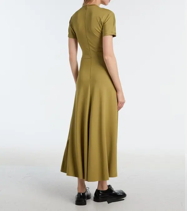 Victoria Beckham Gathered Jersey T-shirt Dress - Green