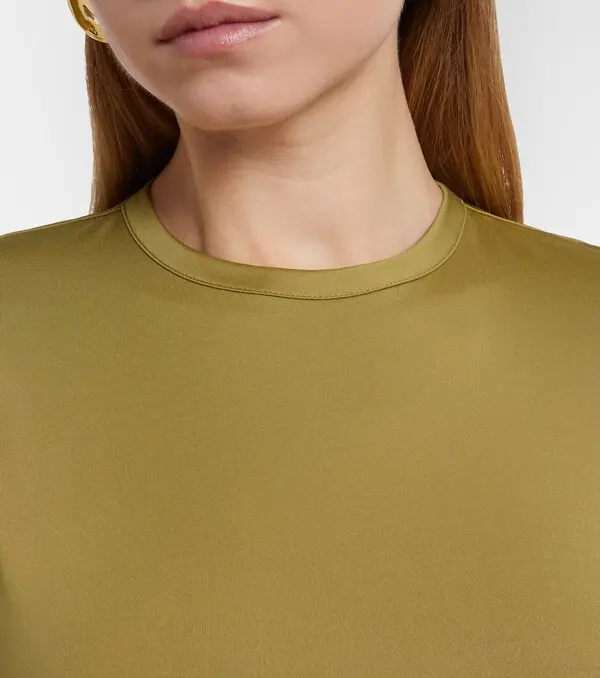 Victoria Beckham Gathered Jersey T-shirt Dress - Green