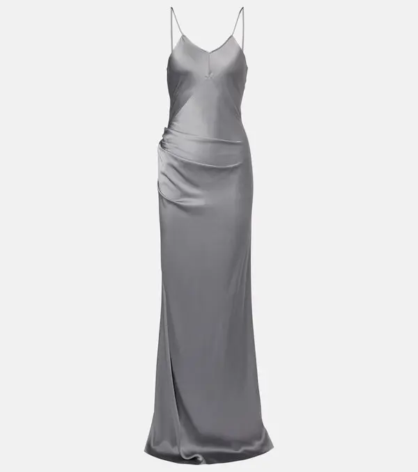 Victoria Beckham Cami Satin Gown Ginger - Metallic