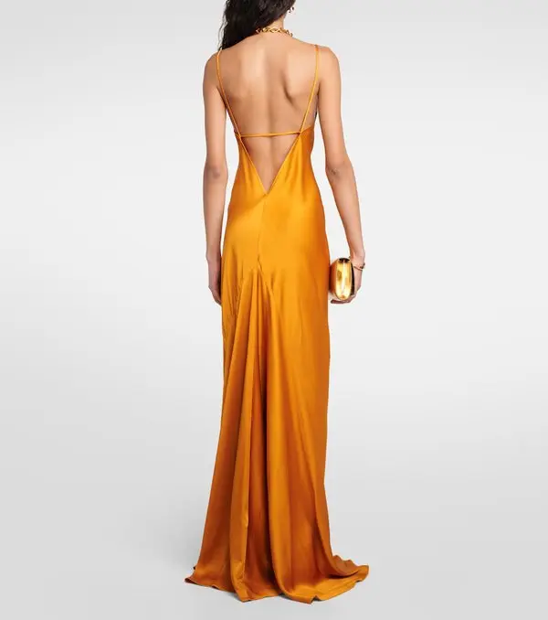 Victoria Beckham Cami Satin Gown - Orange