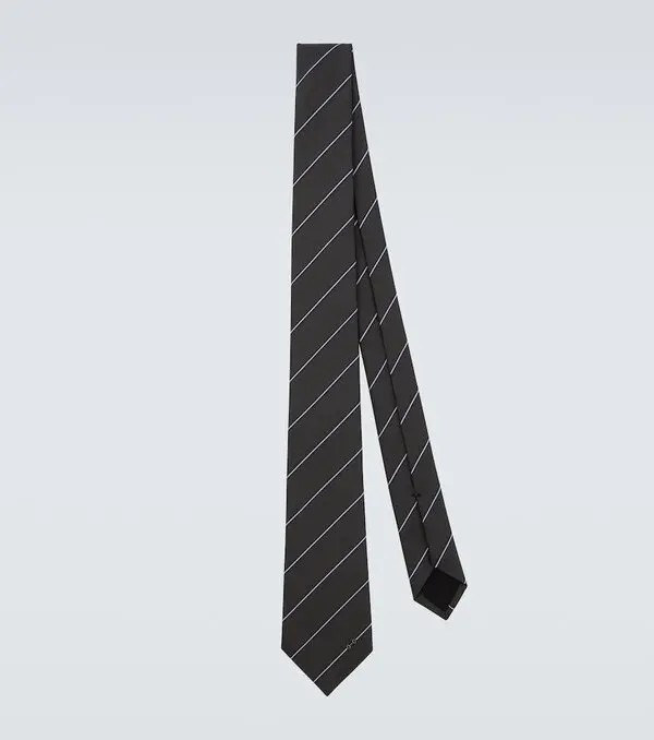 Gucci Horsebit Striped Silk Jacquard Tie - Grey