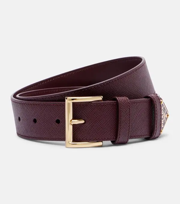Prada Leather Belt - Burgundy