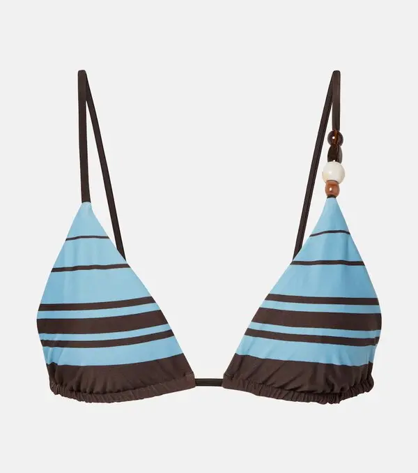 SIR. Rioja Beaded Striped Bikini Top - Blue