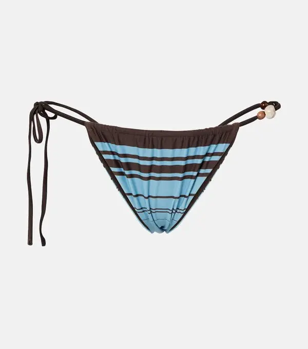 Sir The Label Rioja Beaded Striped Bikini Bottom - Blue