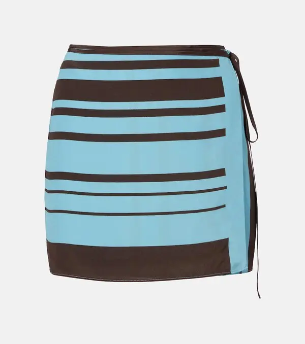SIR. Rioja Striped Silk Crêpe Wrap Skirt - Blue