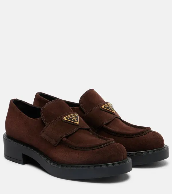 Prada Chocolate Suede Loafers - Brown