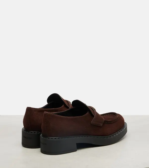 Prada Chocolate Suede Loafers - Brown