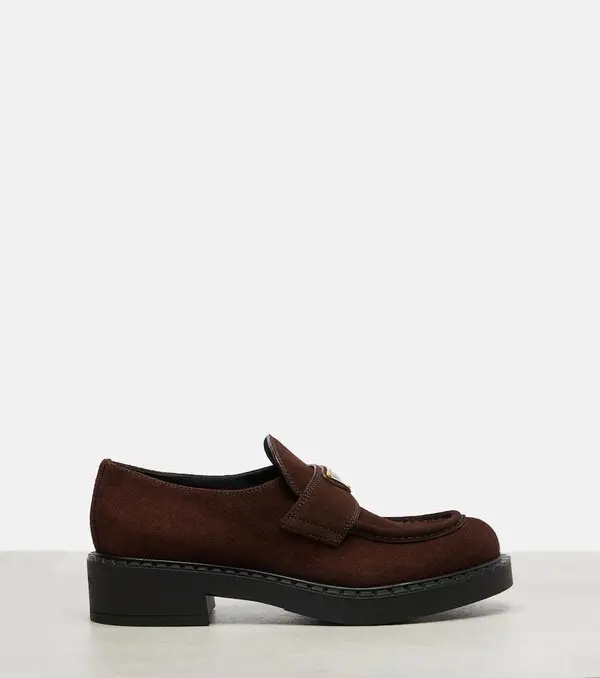 Prada Chocolate Suede Loafers - Brown